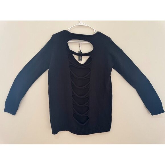 Express | Sweaters | Nwt Express Black Distressed Back With Vneck Front ...